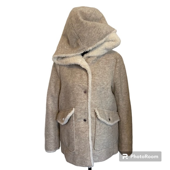 Zara | Jackets & Coats | Zara Trf Wool And Faux Fur Hooded Coat | Poshmark